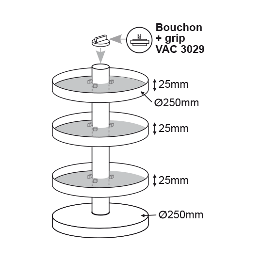 Tour à Plateaux Ronds Ø 250mm pour Vrac à Produits - SIGMA