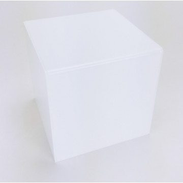 Cube Présentoir Podium en plexi blanc, ouvert 1 côté - SIGMA