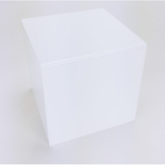Cube Présentoir Podium en plexi blanc, ouvert 1 côté - SIGMA